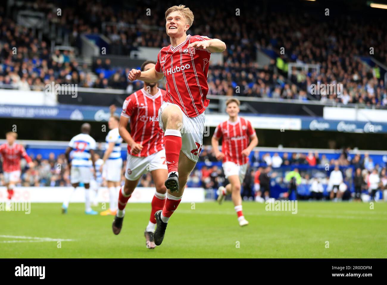London, UK. 08th May, 2023. GOAL: Sam Bell of Bristol City celebrates ...
