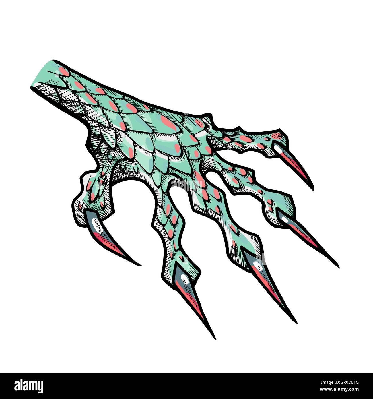 Dragon or monster paw with claws. Wild tattoo. Horror sticker ...