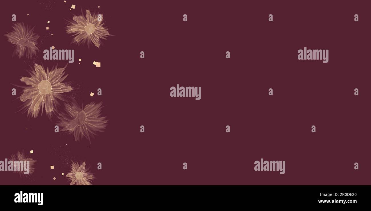 Classical horizontal template. Bordeaux background with gold glitter ...