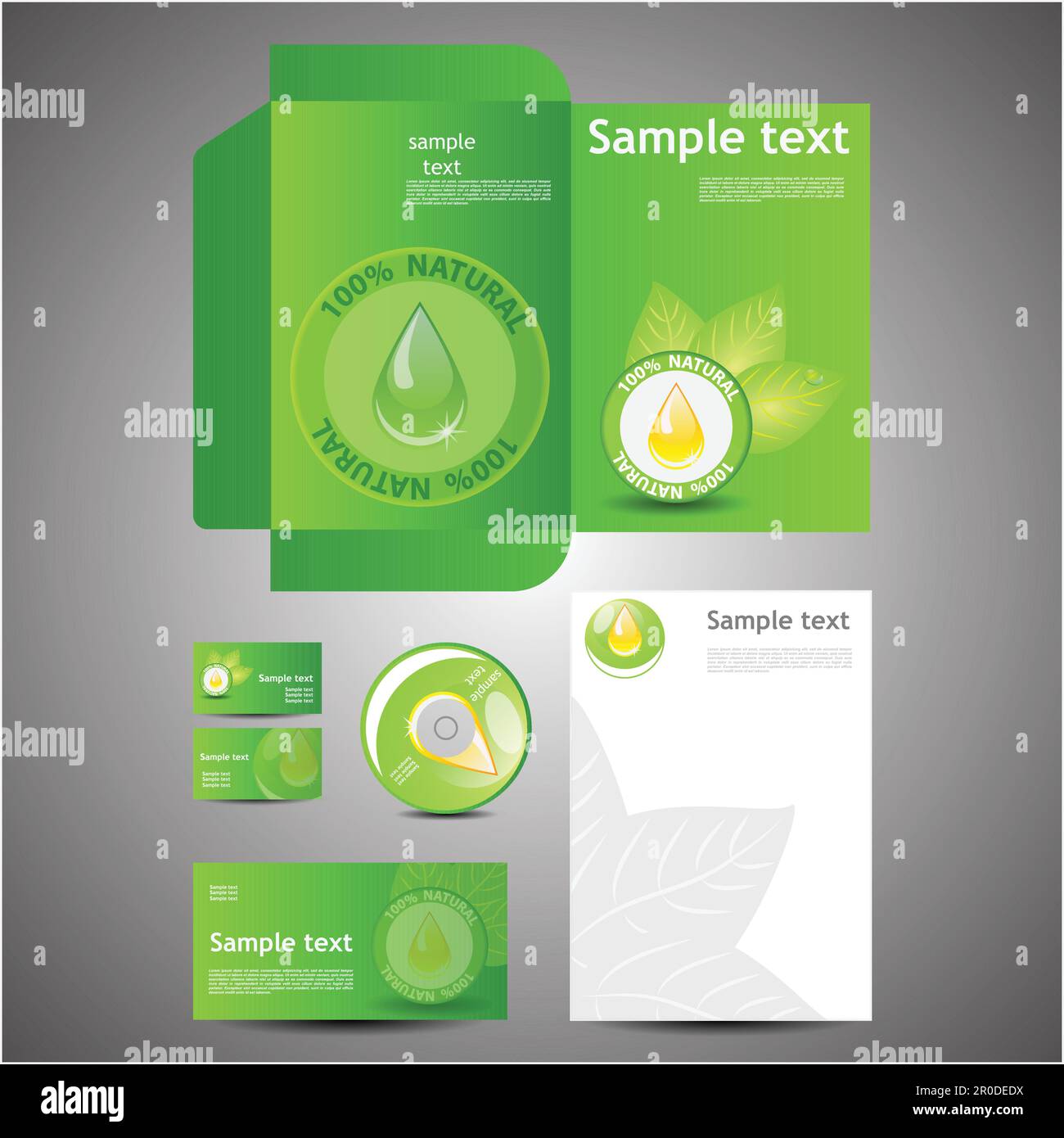 Eco Business Design Template Set Business Card Cd Note Paper Folder ...