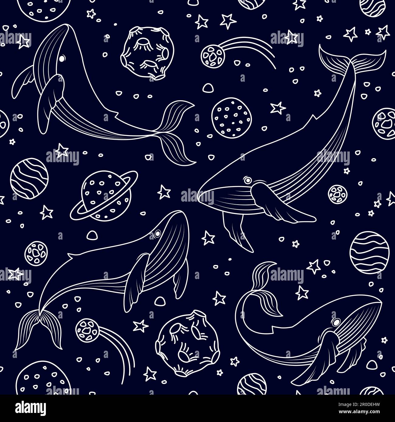 Vector pattern with whales in open space Stock Vector Image & Art - Alamy