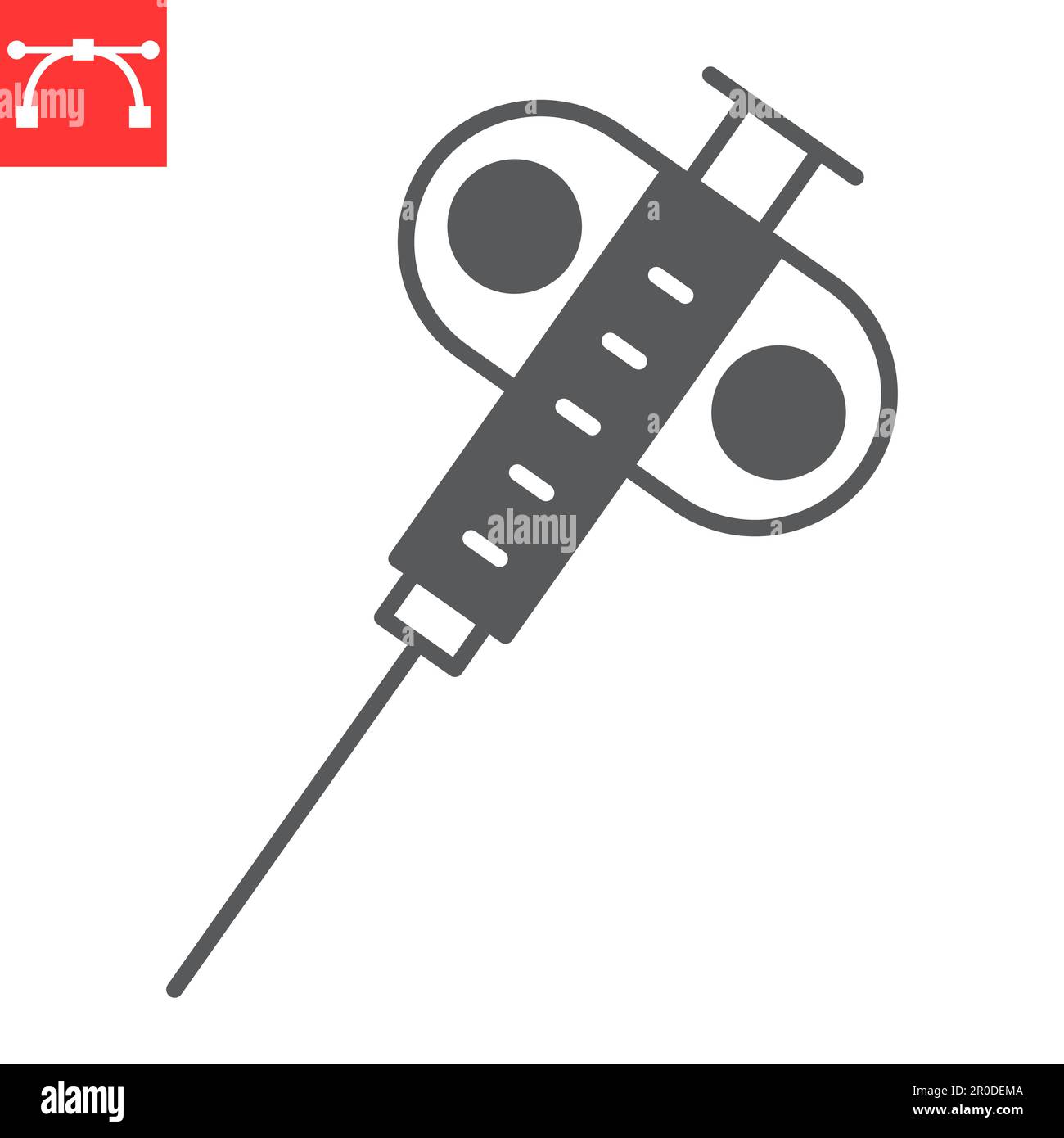 Biopsy device glyph icon, oncology and diagnostics, biopsy needle ...