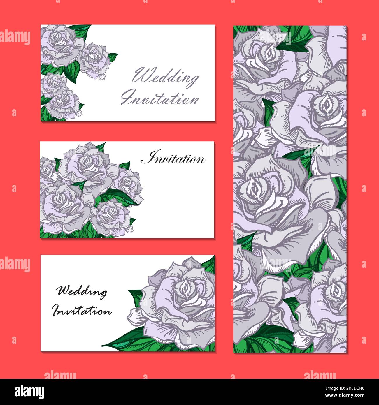 Hand Drawn Wedding Rose Invitation. Flower Template for wedding ...