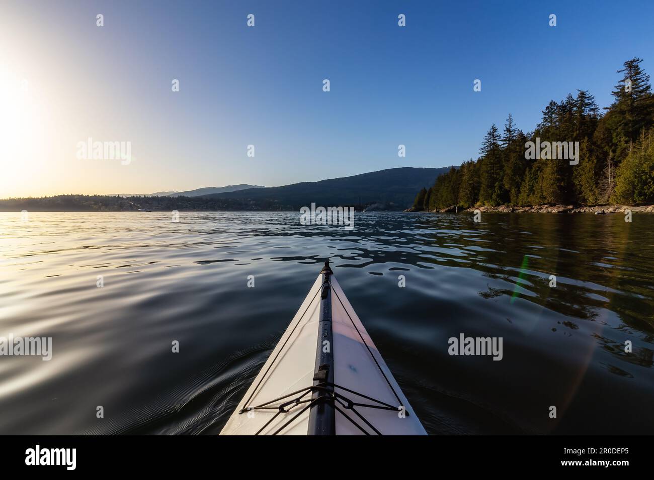 Kayaking in Indian Arm near Belcarra, Vancouver, BC, Canada Stock Photo ...