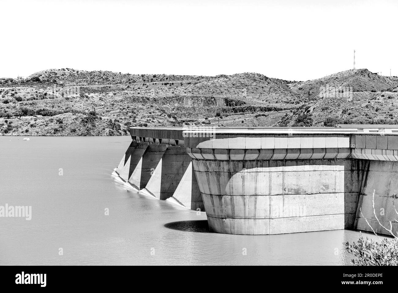 The Vanderkloof Dam overflowing. It is the second largest dam in South ...