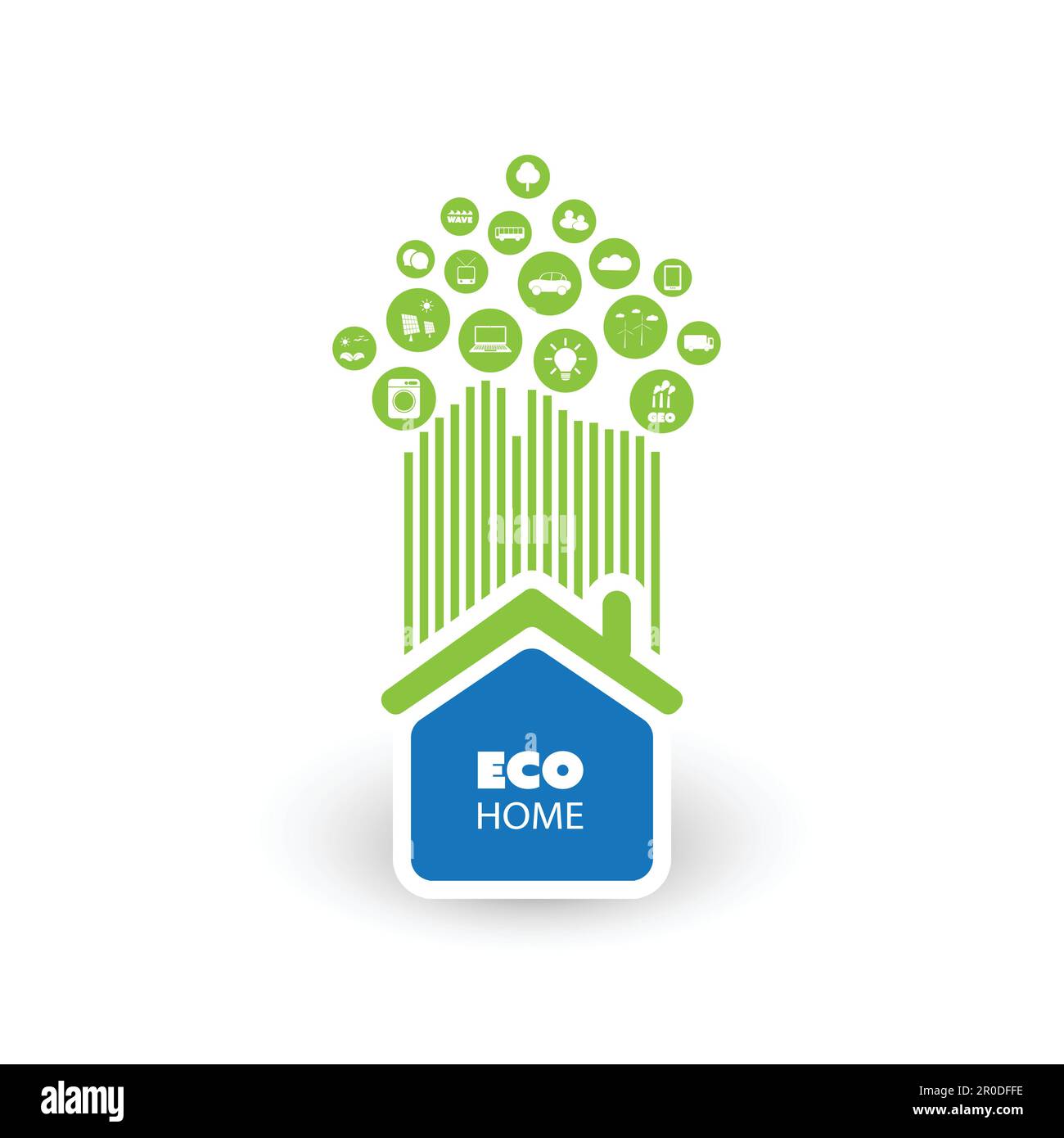 Green Eco Friendly Smart Home Concept with Icons - Illustration in ...