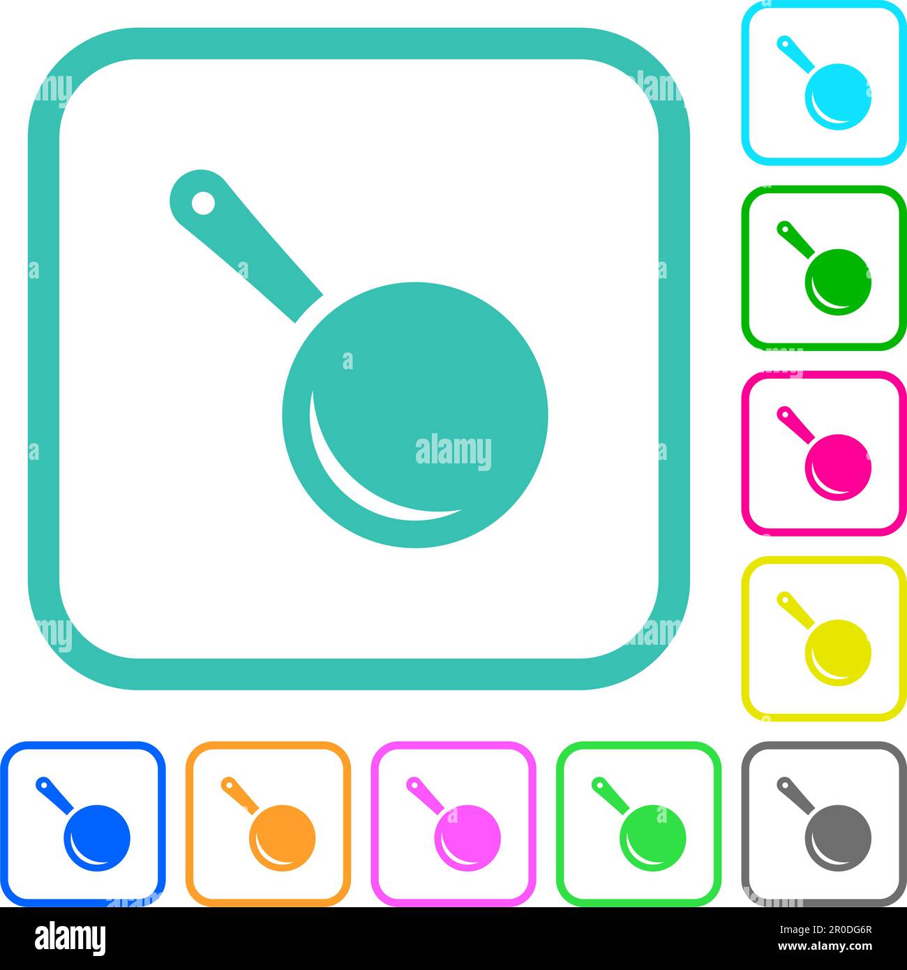 Frying pan top view vivid colored flat icons in curved borders on white background Stock Vector ...