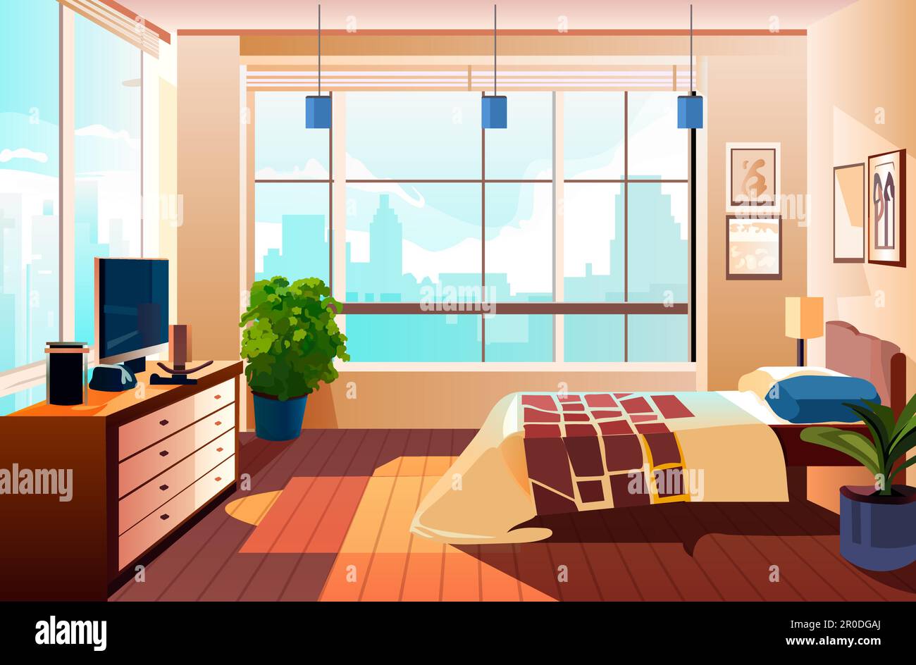 modern bedroom interior empty no people house room with furniture ...