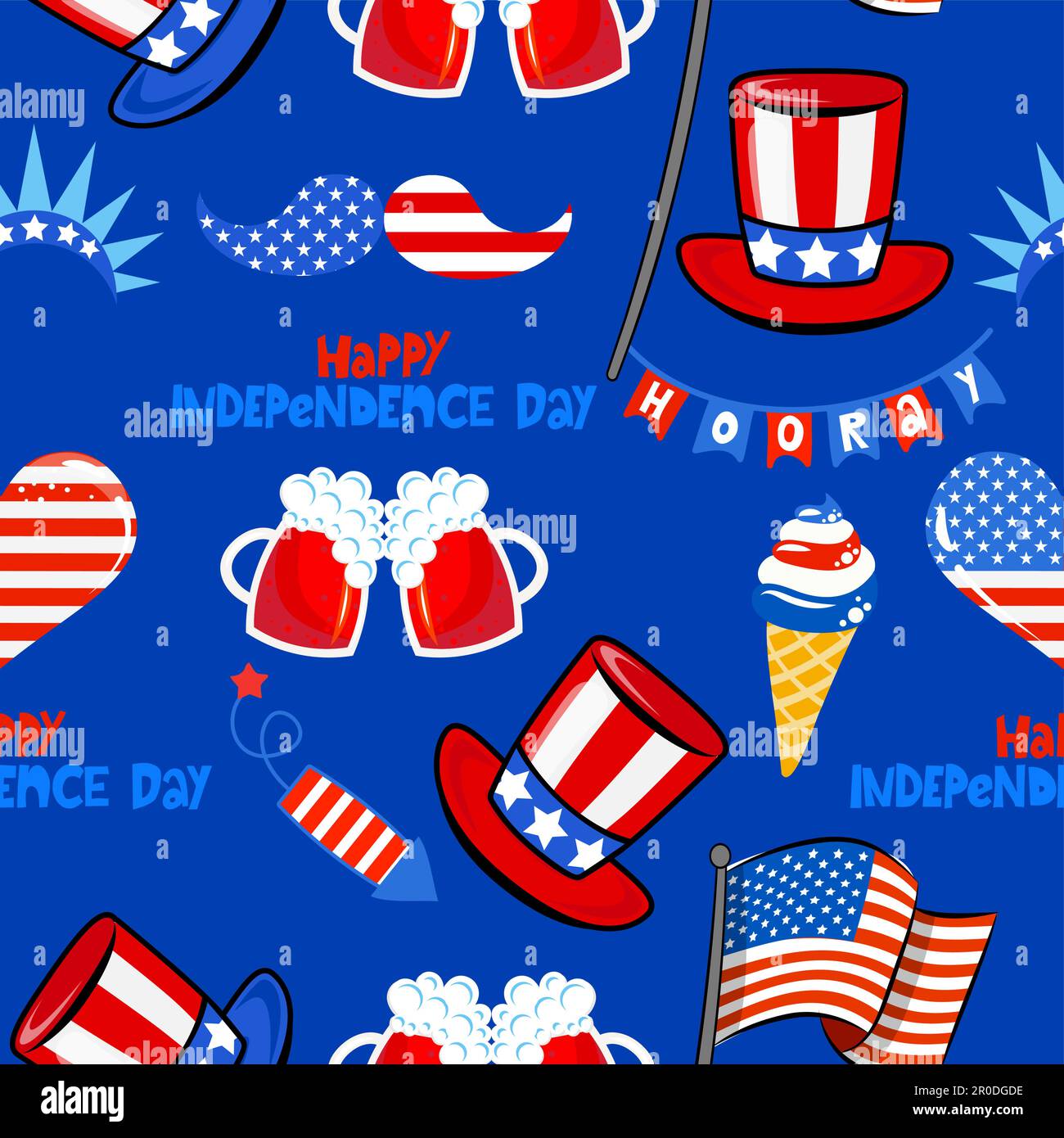 Happy Independence Day pattern with USA symbols - funny drawing ...