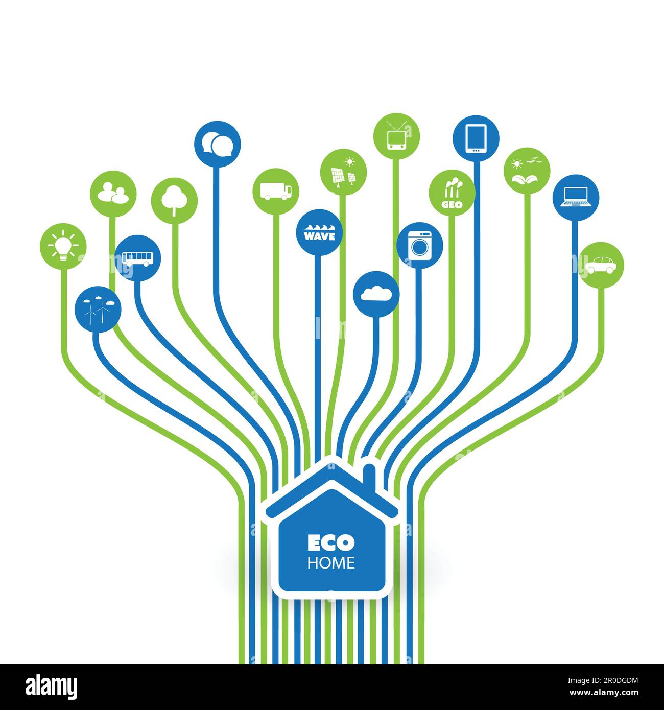 Green Eco Friendly Smart Home. Template with Icons - Illustration in ...