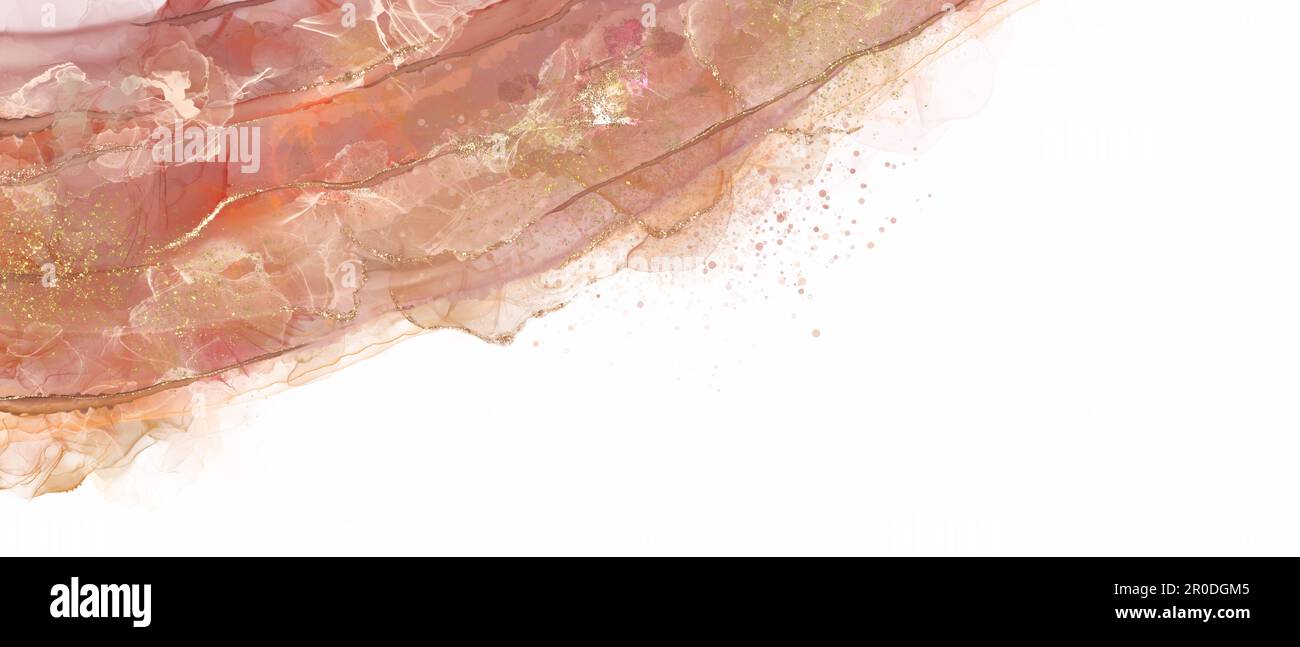 Beautiful alcohol ink abstract painting by brown ink texture on white ...