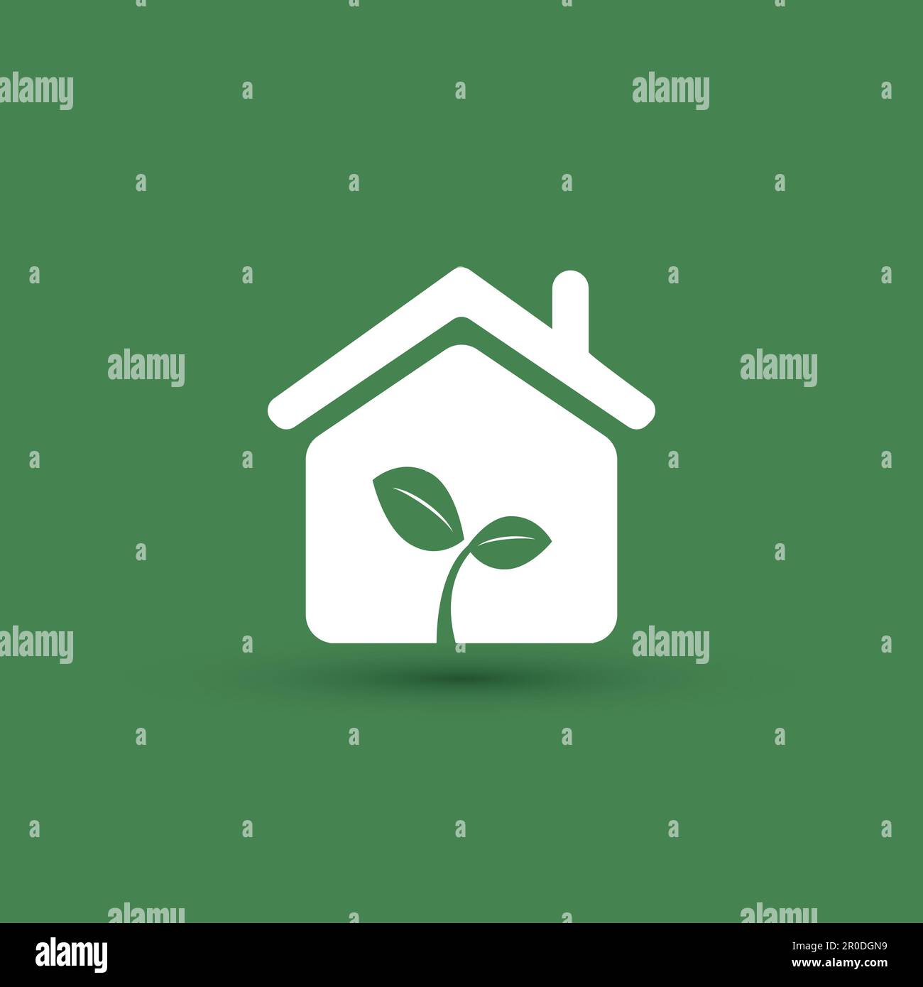 Eco Smart Home Concept Design - House Icon with Leaves Stock Vector ...