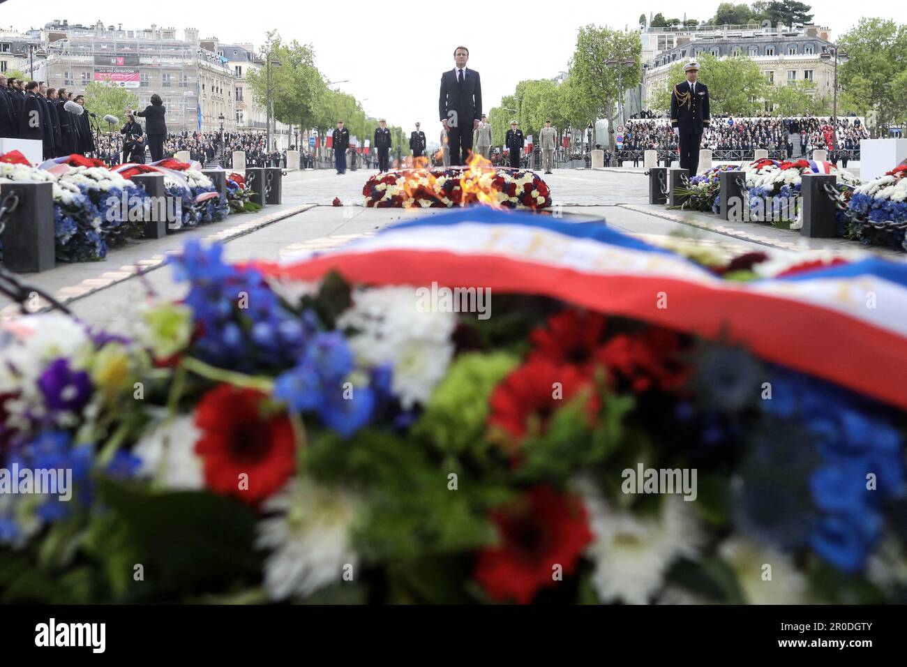 Le président de la république, Emmanuel Macron lors de l'hommage sur la ...
