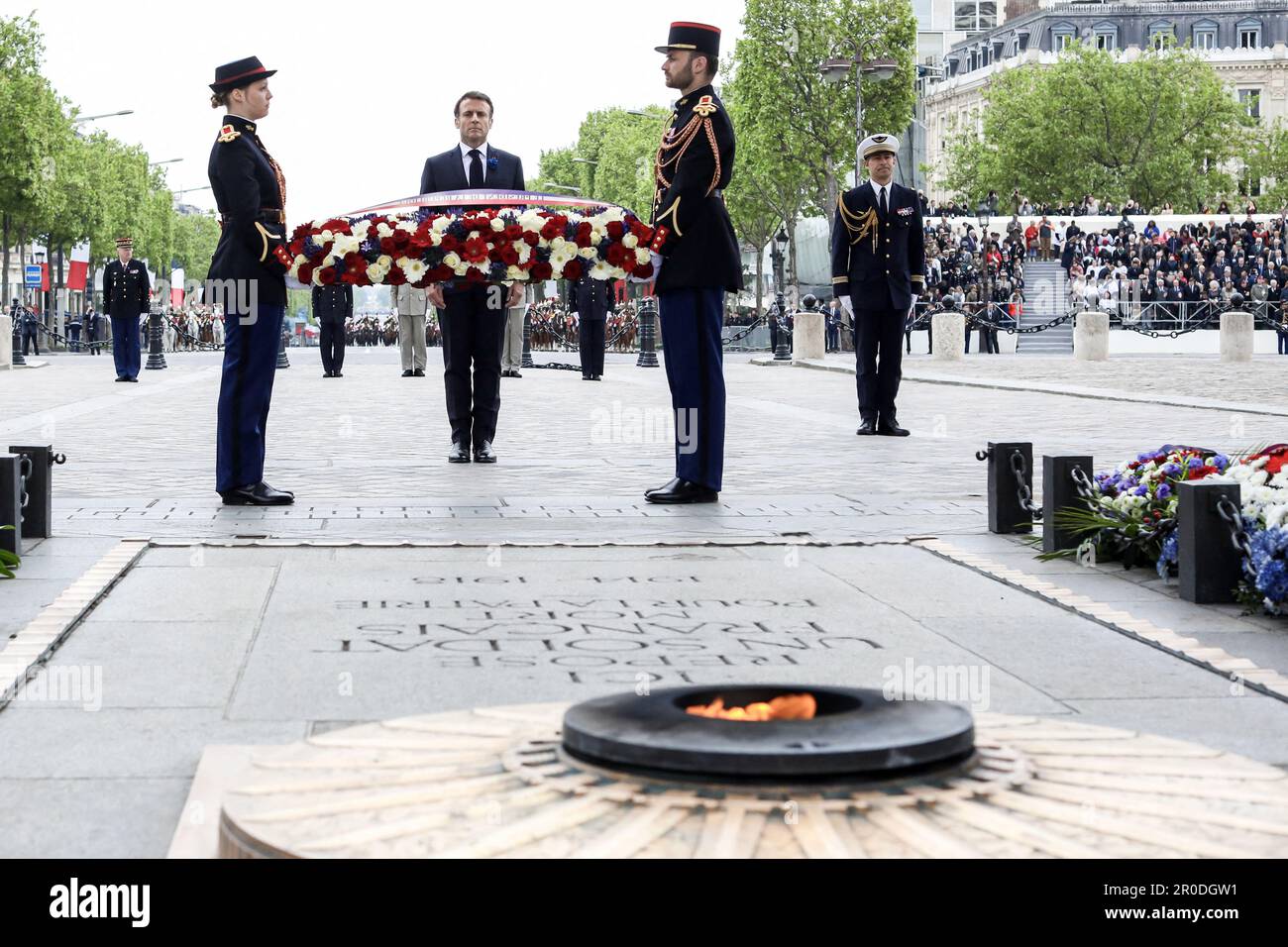 Le président de la république, Emmanuel Macron lors de l'hommage sur la ...