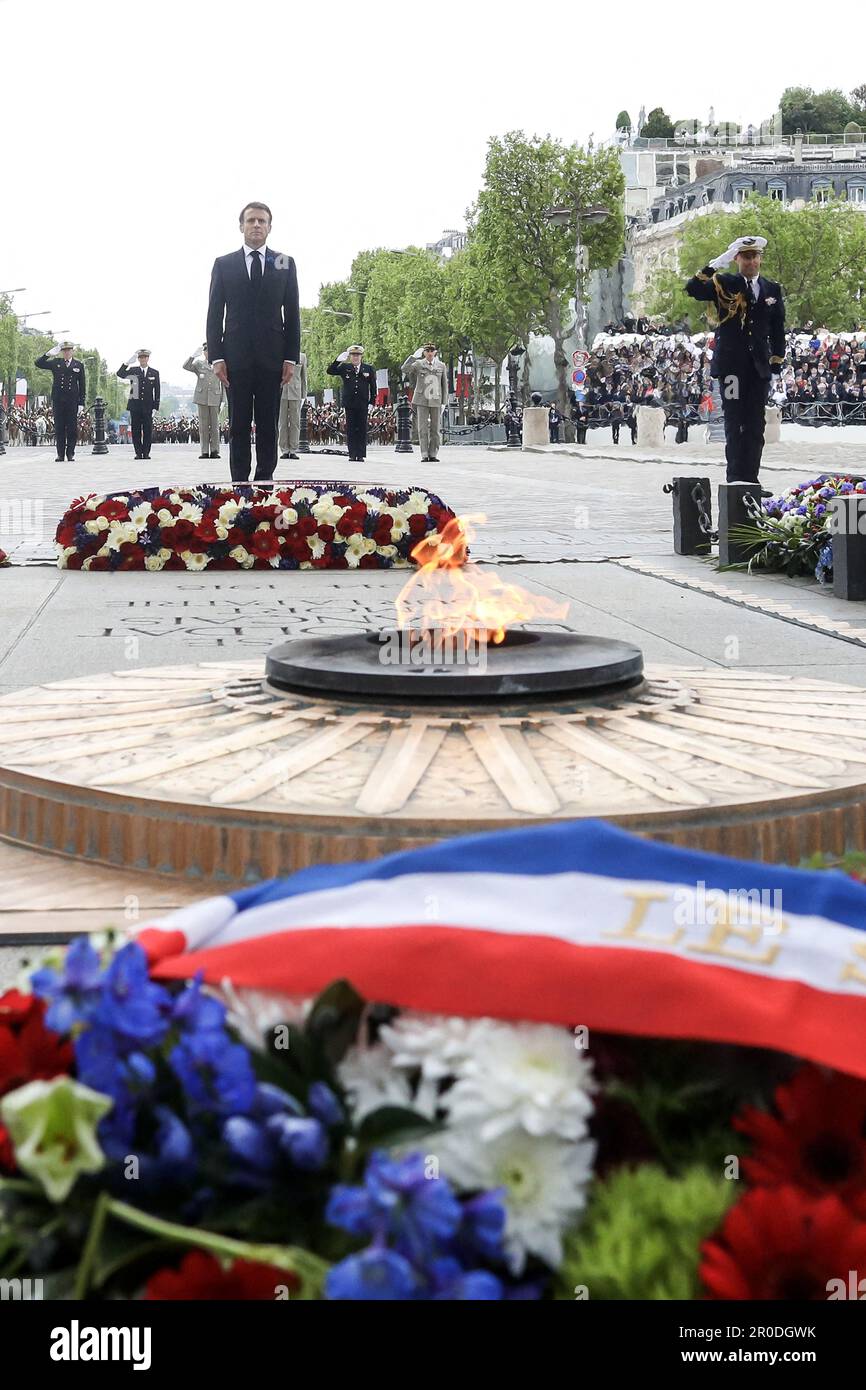 Le président de la république, Emmanuel Macron lors de l'hommage sur la ...