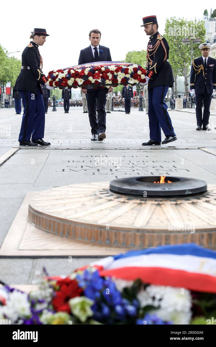 Le président de la république, Emmanuel Macron lors de l'hommage sur la ...