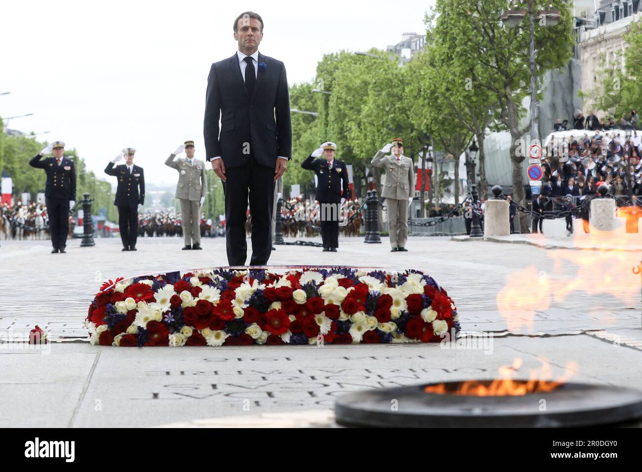 Le président de la république, Emmanuel Macron lors de l'hommage sur la ...