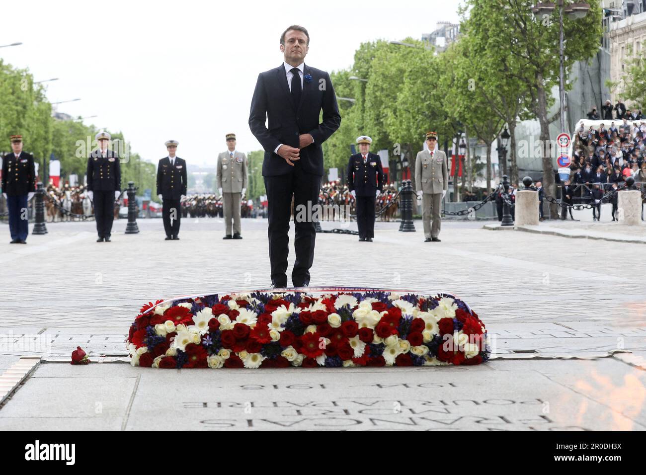 Le président de la république, Emmanuel Macron lors de l'hommage sur la ...
