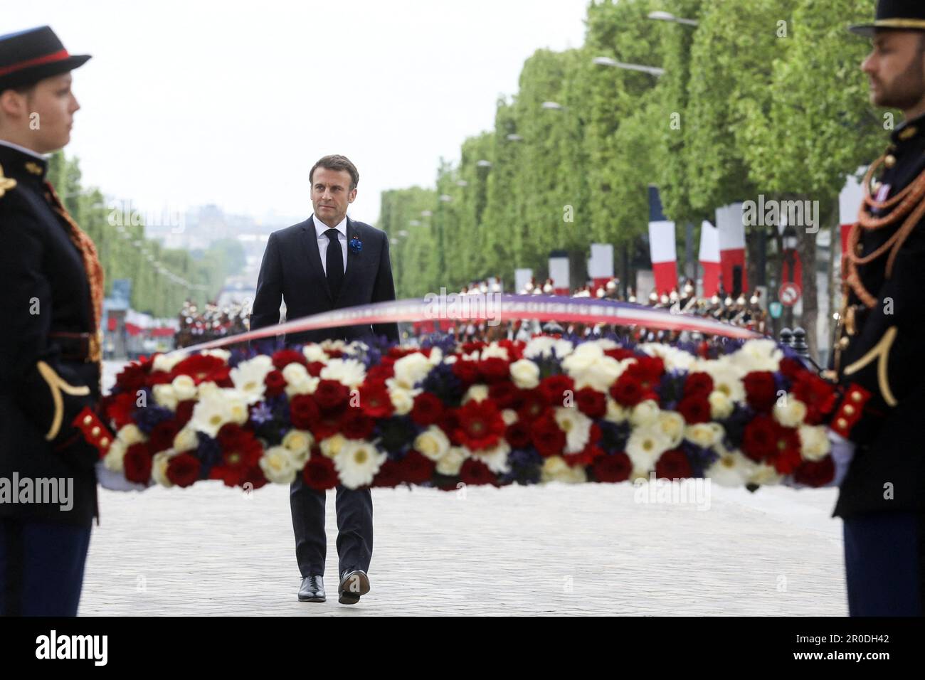 Le président de la république, Emmanuel Macron lors de l'hommage sur la ...