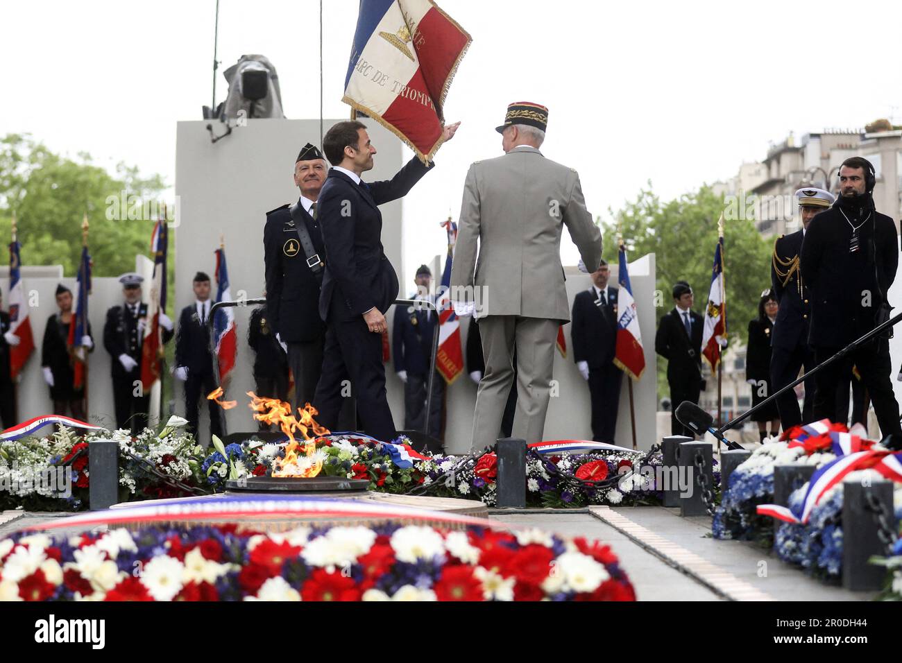 Le président de la république, Emmanuel Macron lors de l'hommage sur la ...