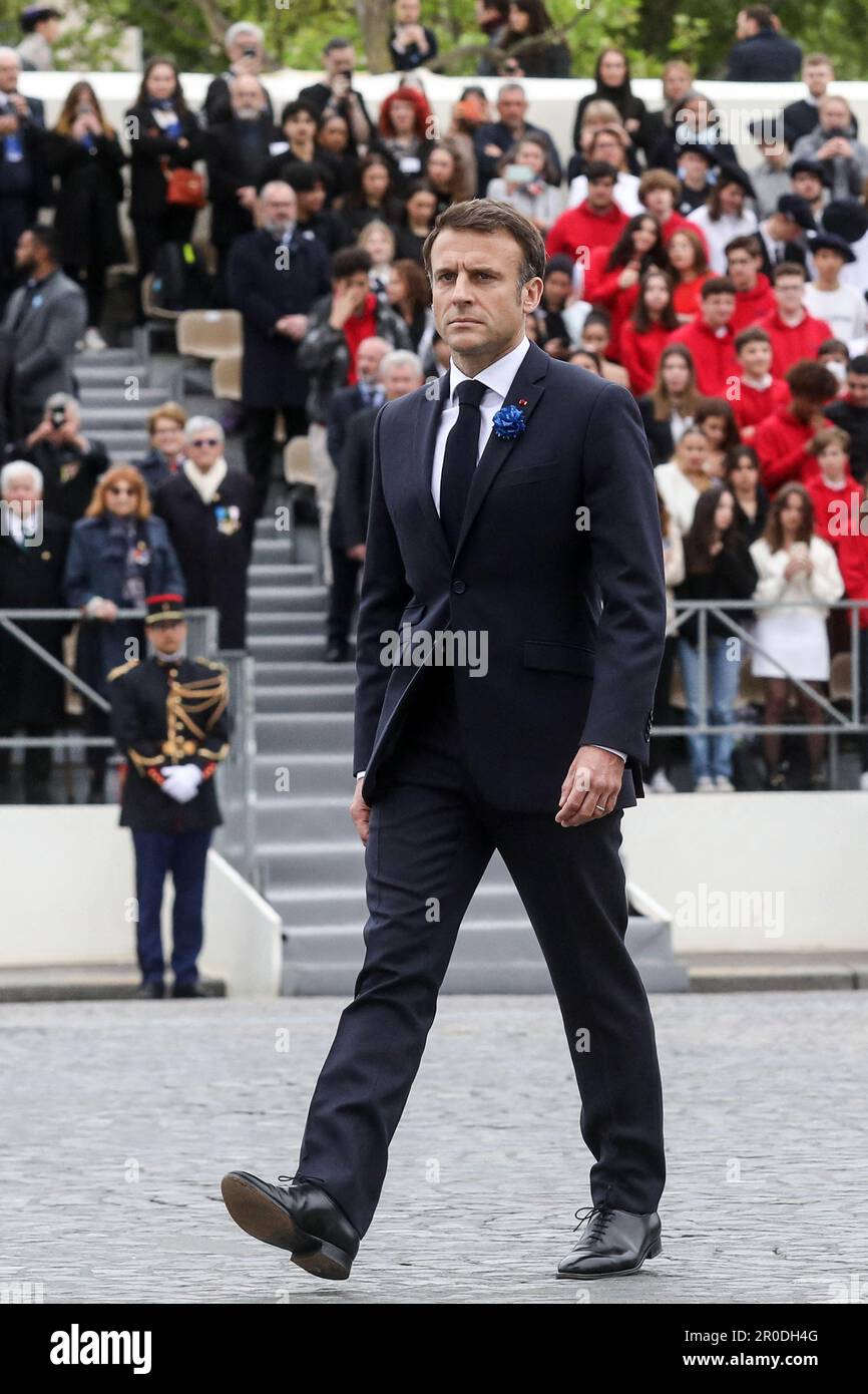 Le président de la république, Emmanuel Macron lors de l'hommage sur la ...