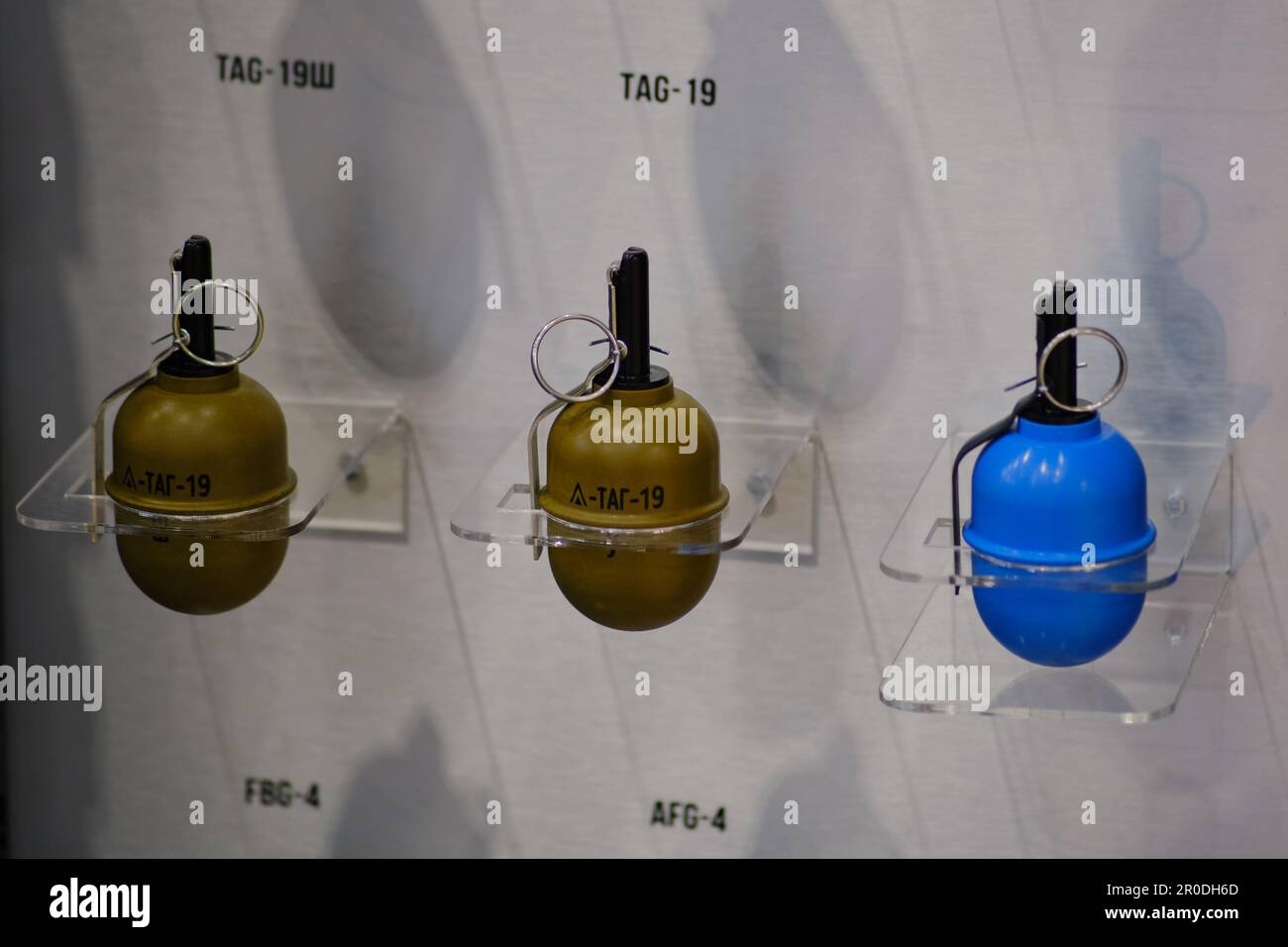 An empty grenade used as equipment for teaching soldiers about ...