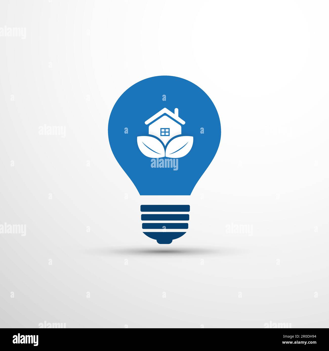 Blue Eco Energy Concept Or Icon Design Smart Home House And Leaves