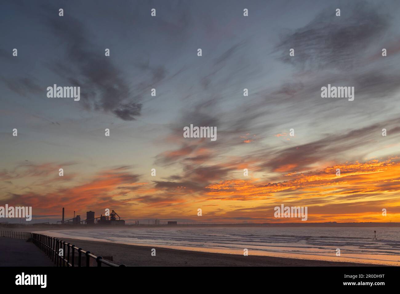 Coatham Beach at Sunset, Redcar, Cleveland, North Yorkshire Stock Photo ...