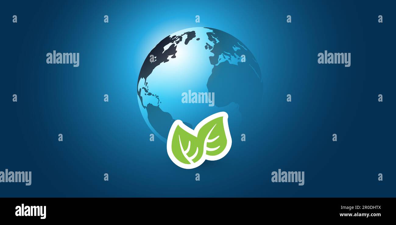 Blue Global Eco Concept Design Layout - Green Leaves and Earth Globe ...