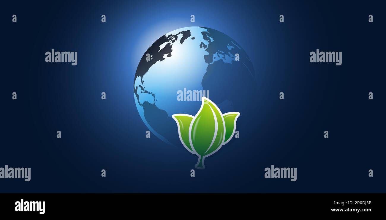 Blue Global Eco Concept Design Layout - Green Leaves and Earth Globe ...