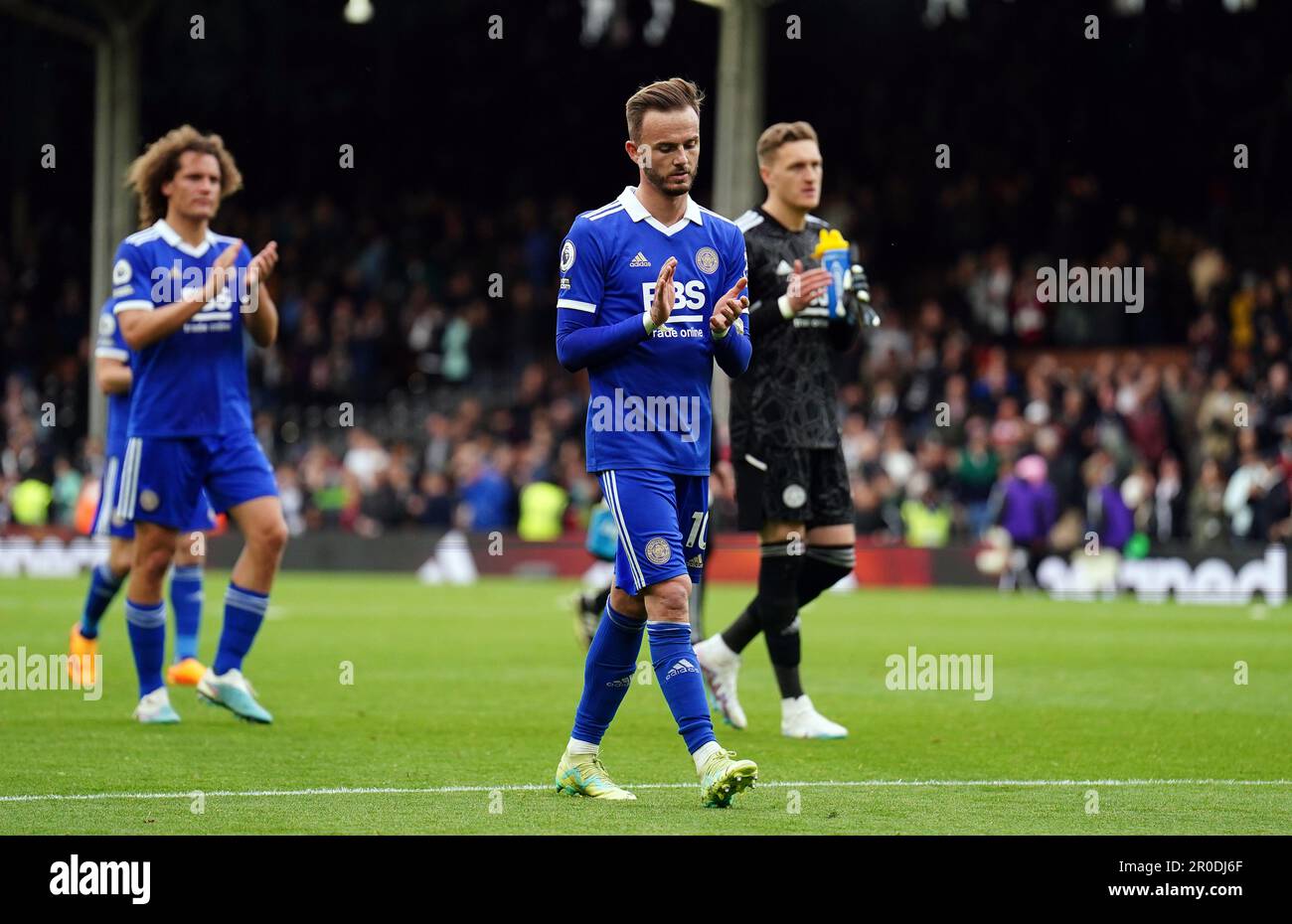 Leicester City's James Maddison walks off dejected following the ...