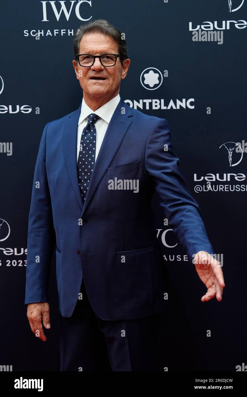 Fabio Capello poses as he arrives at the Laureus Sports Awards ceremony ...