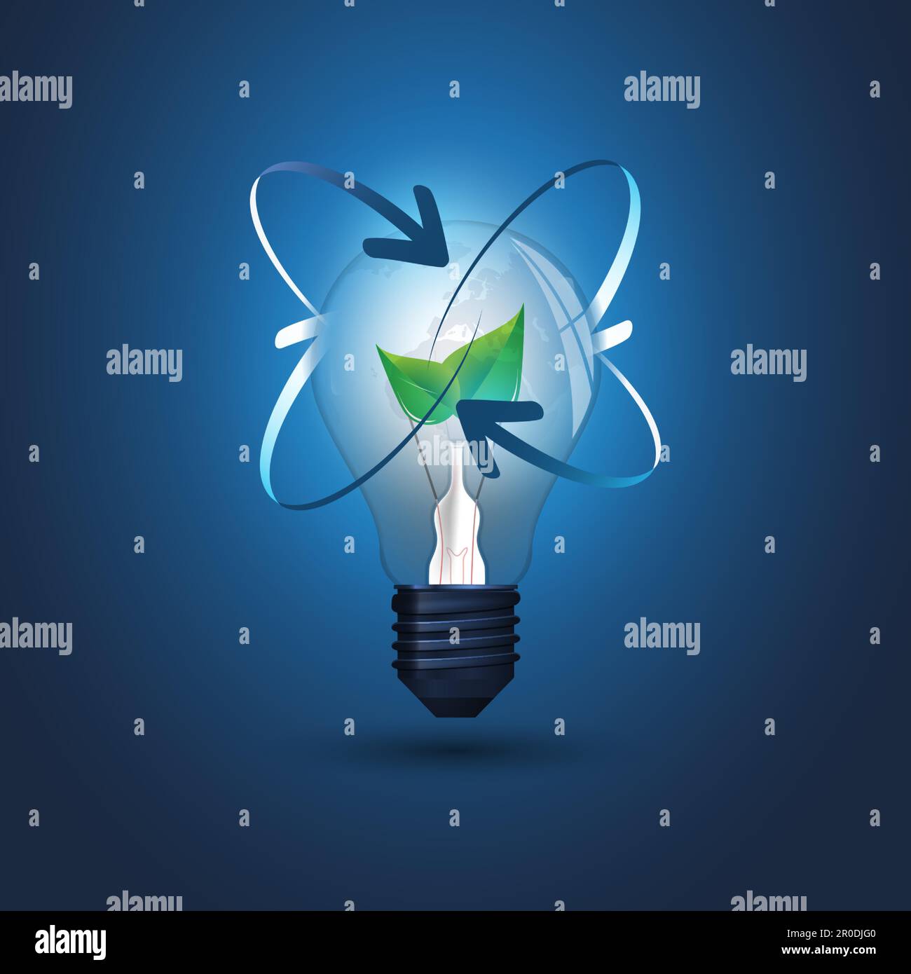 Global Eco Energy Concept Design with Plant Inside a Glowing Light Bulb ...
