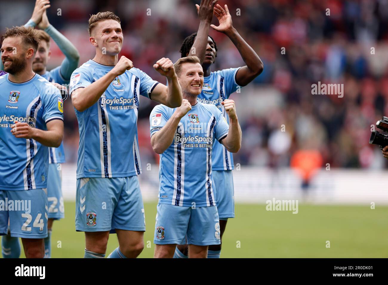 Coventry City's Callum Doyle and Jamie Allen celebrate after the Sky ...