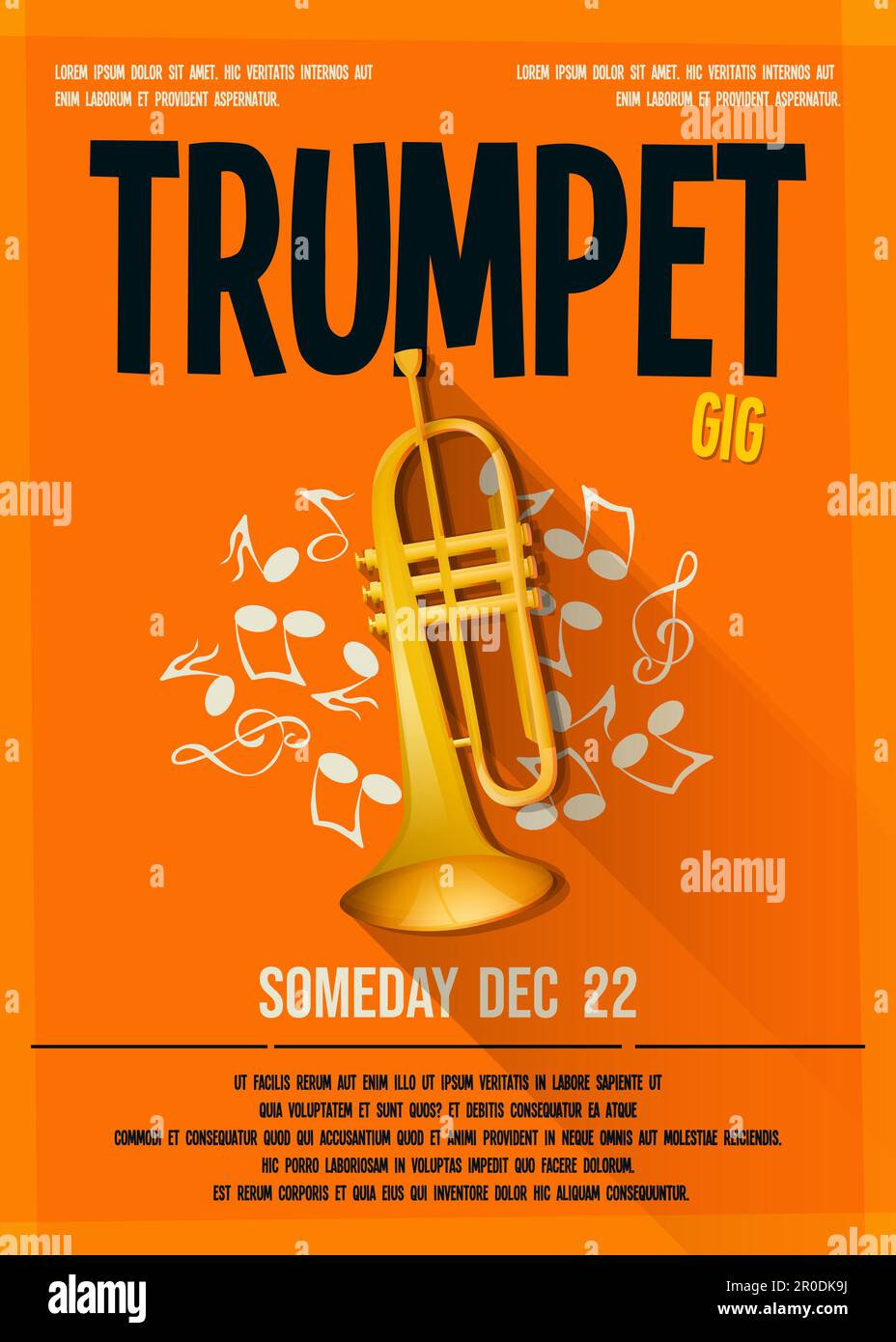 Trumpet party, gig, concert, performance event. Vector template Stock ...