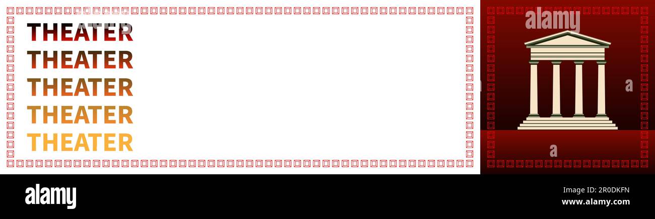 Theater banner with contour facade of classical building. Theater or ...