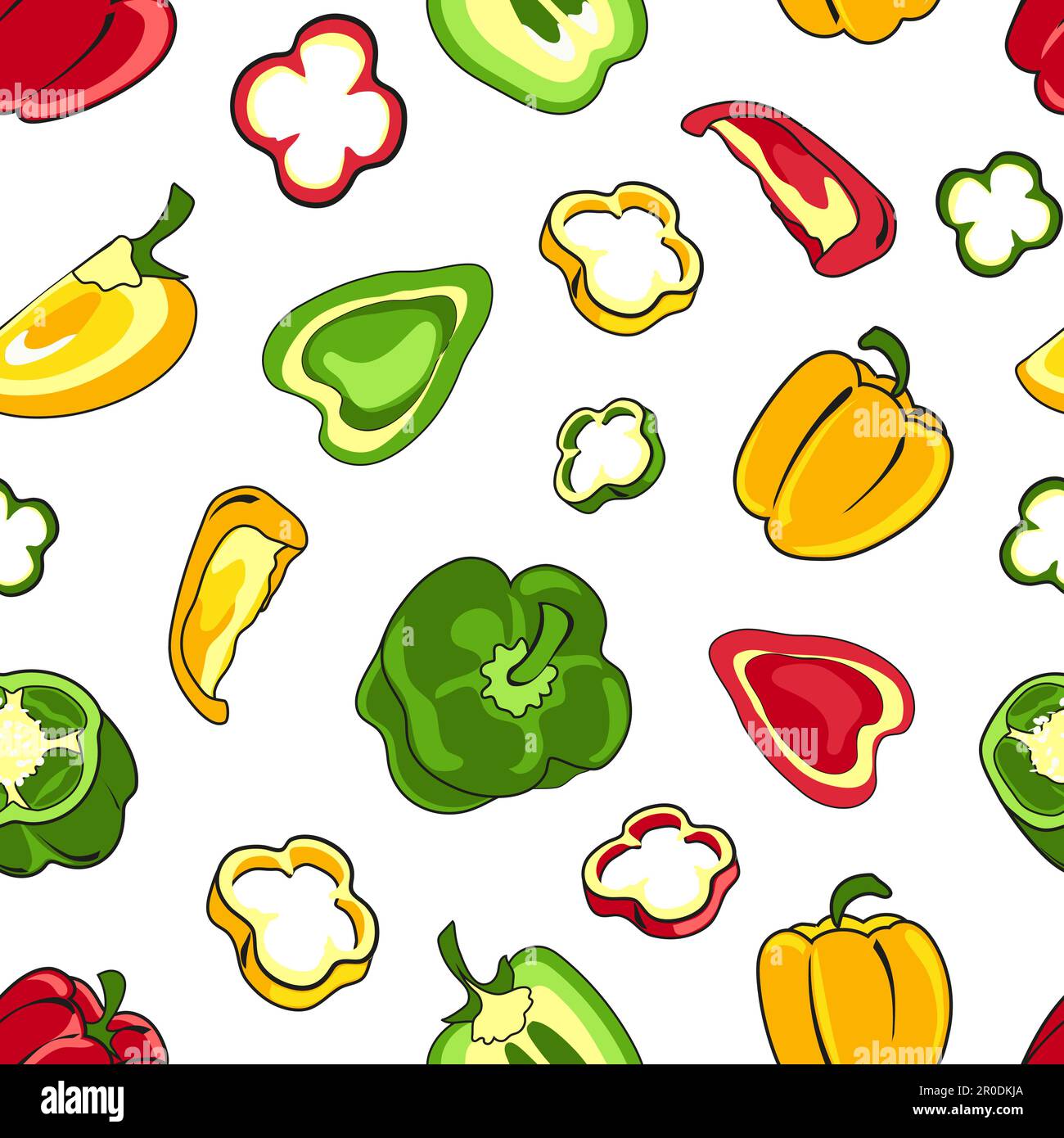 Cartoon doodle bell pepper in seamless pattern Stock Vector Image & Art ...