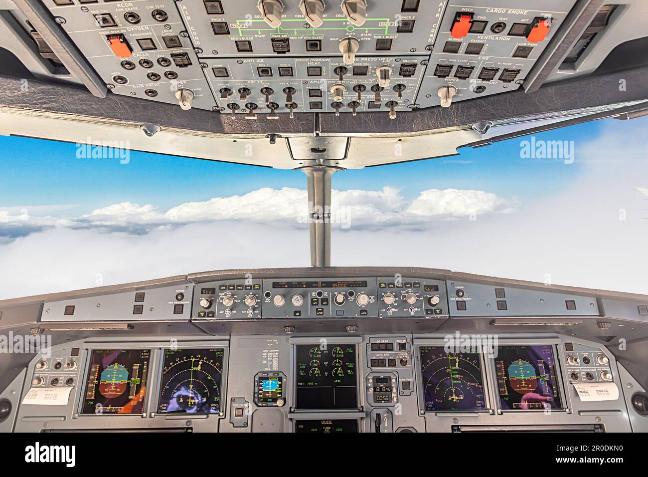 Hamburg, Germany - April 30, 2023: cockpit view of a commercial jet ...