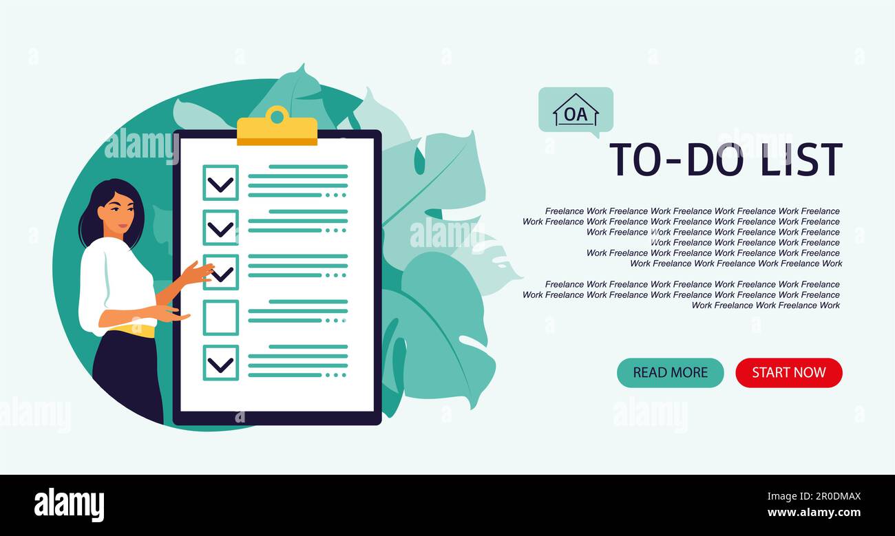Checklist, to-do list. Landing page. List or notepad concept. Business ...