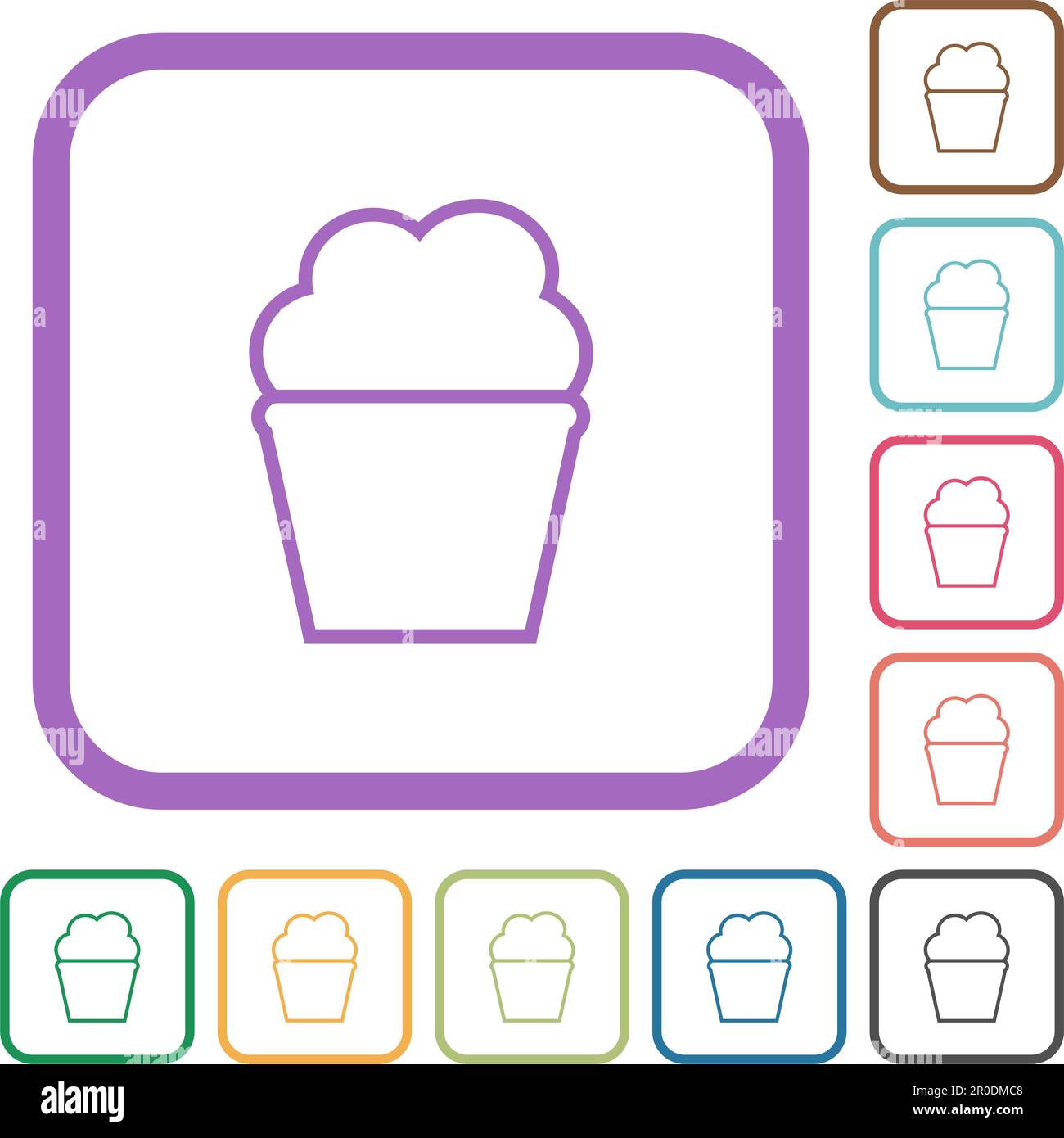 Shake with cream outline simple icons in color rounded square frames on white background Stock ...