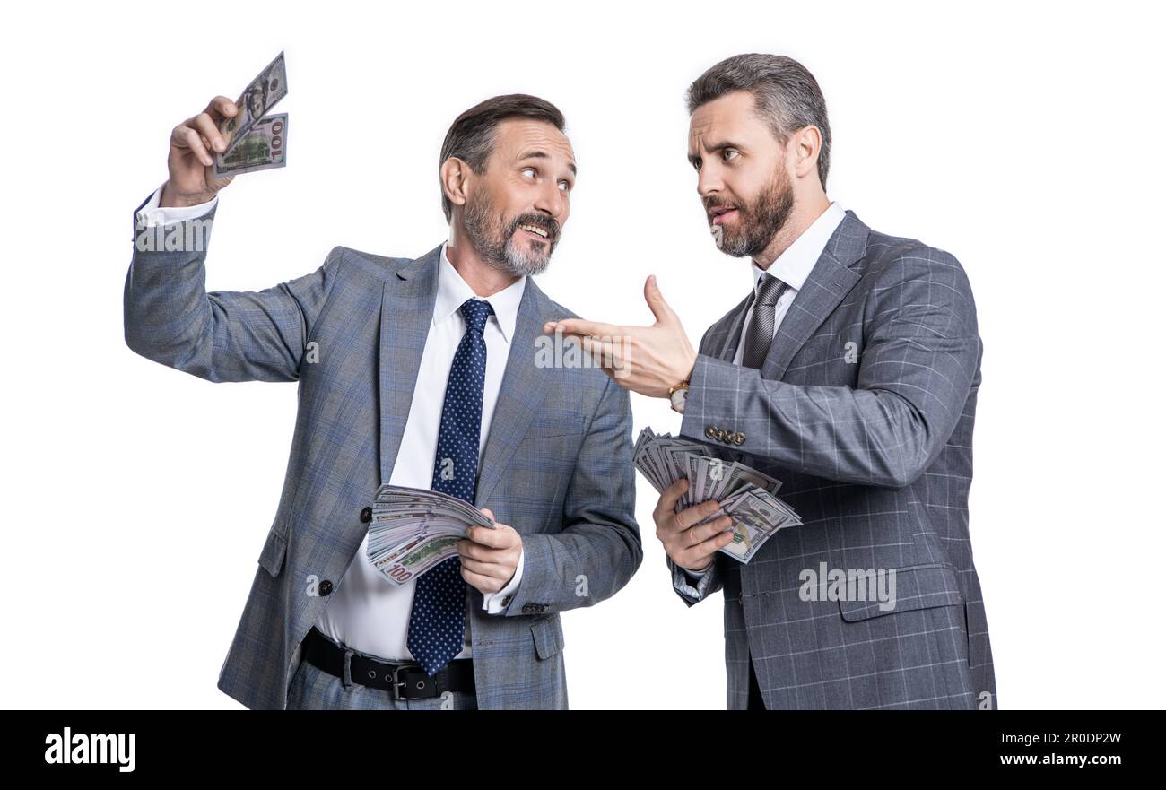 photo of cheerful businessmen hold money cash. businessmen hold money ...