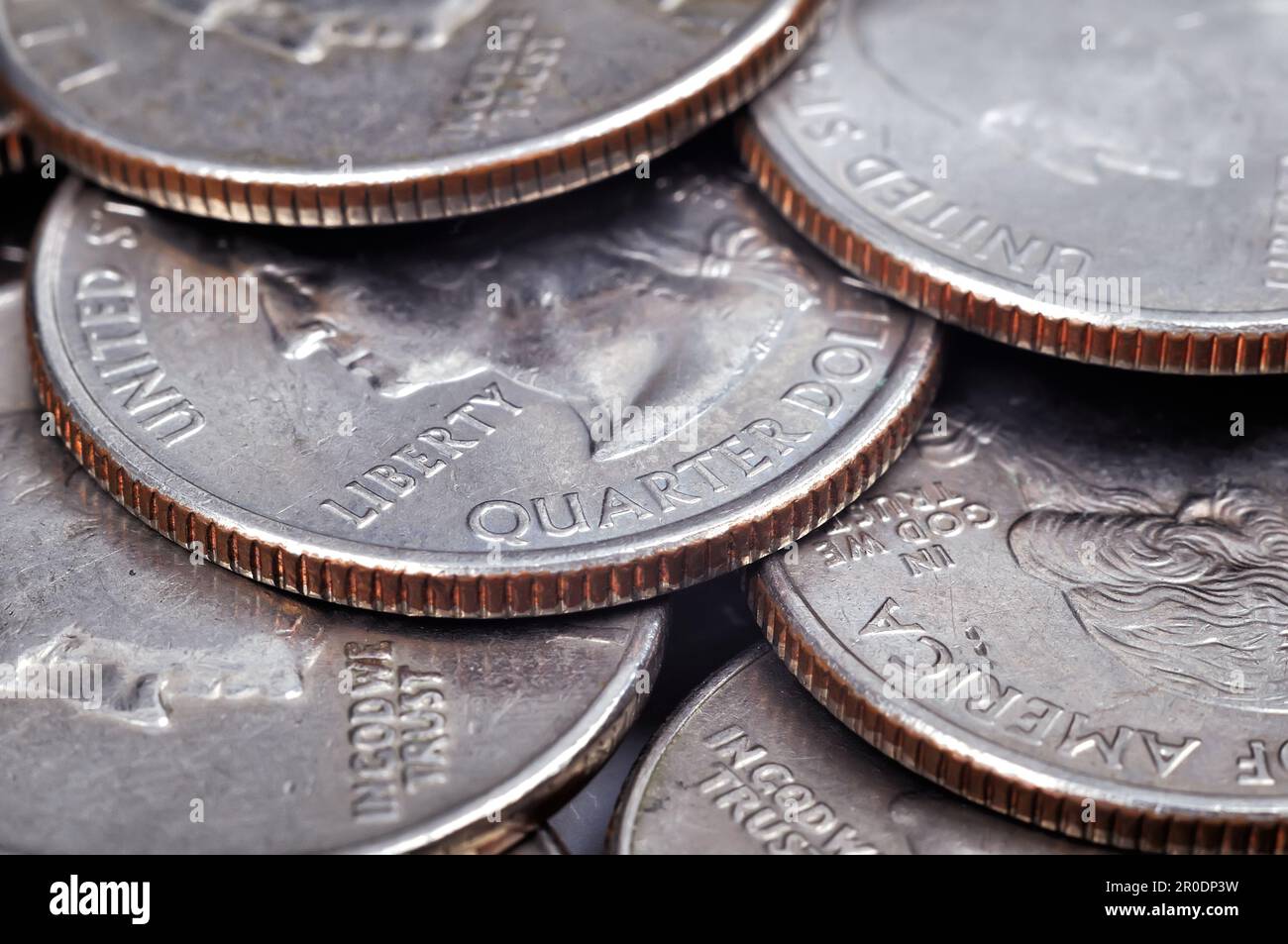 silver quarter US cent coins, high resolution Stock Photo - Alamy