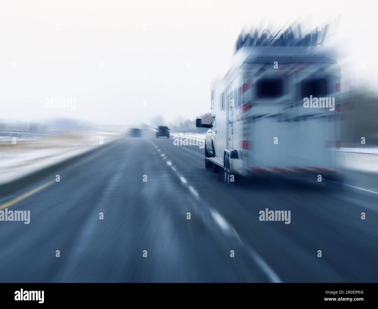 Winter driving motion on slick roads travelling on highway Stock Photo ...