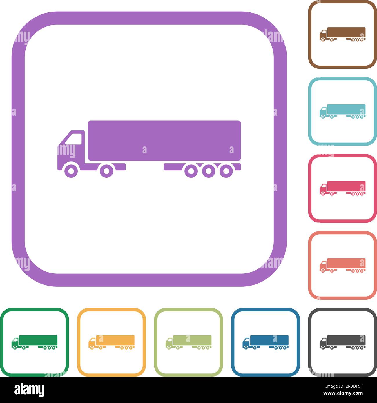 Camion side view simple icons in color rounded square frames on white ...
