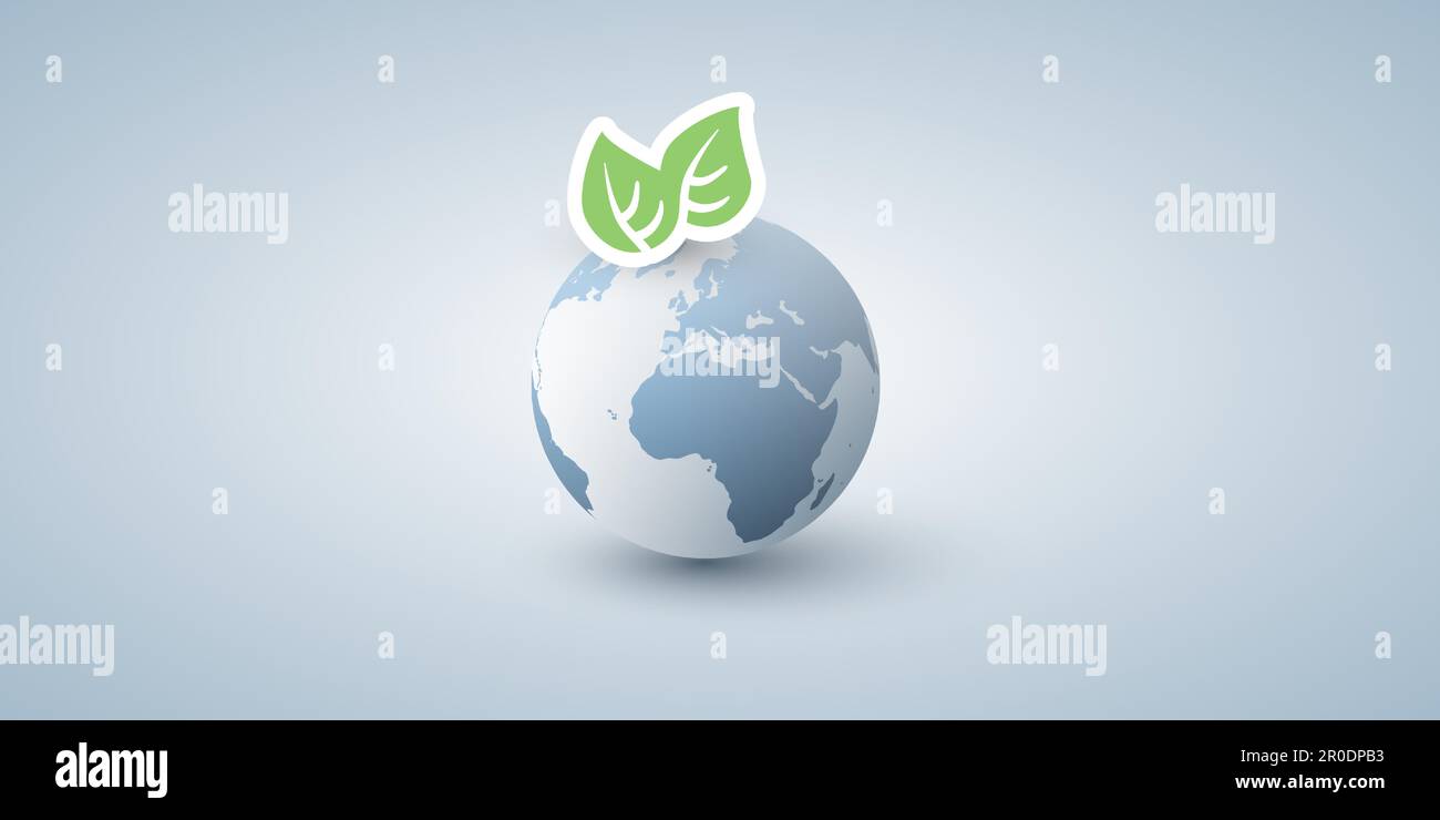 Blue Global Eco Concept Design Layout - Green Leaves and Earth Globe ...