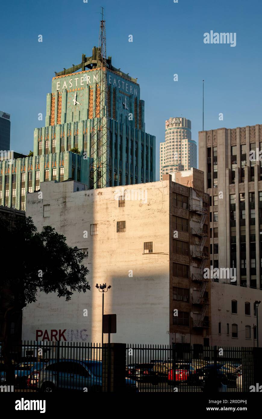 The Eastern Columbia Lofts in a bustling cityscape featuring tall ...