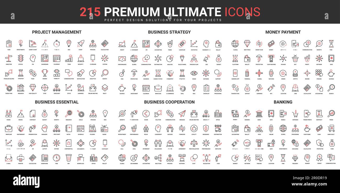 Business Strategy And Cooperation Corporate Company Project Management Thin Line Red Black