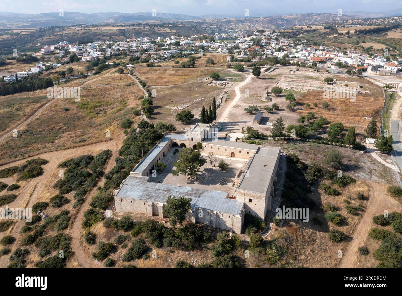 Aerial view of the Sanctuary of Aphrodite, Kouklia village, Cyprus ...