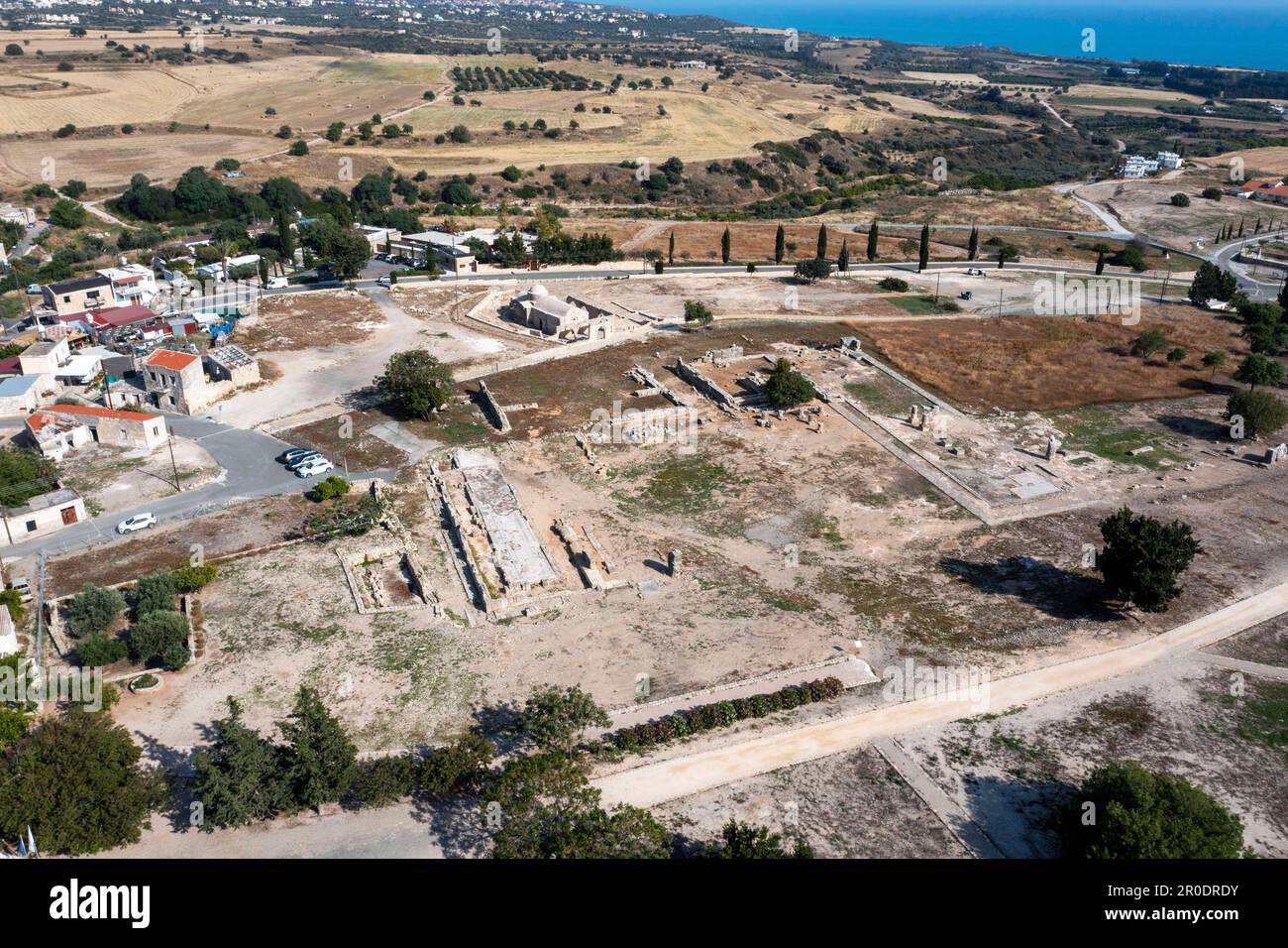 Aerial view of the Sanctuary of Aphrodite, Kouklia village, Cyprus ...