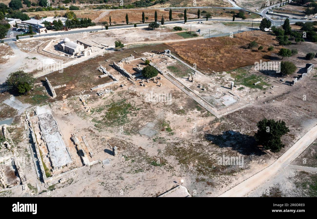 Aerial view of the Sanctuary of Aphrodite, Kouklia village, Cyprus ...